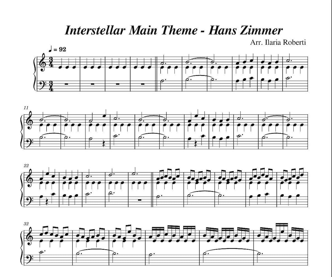 Interstellar Main Theme (hans Zimmer) Piano Sheet Music, Digital ...