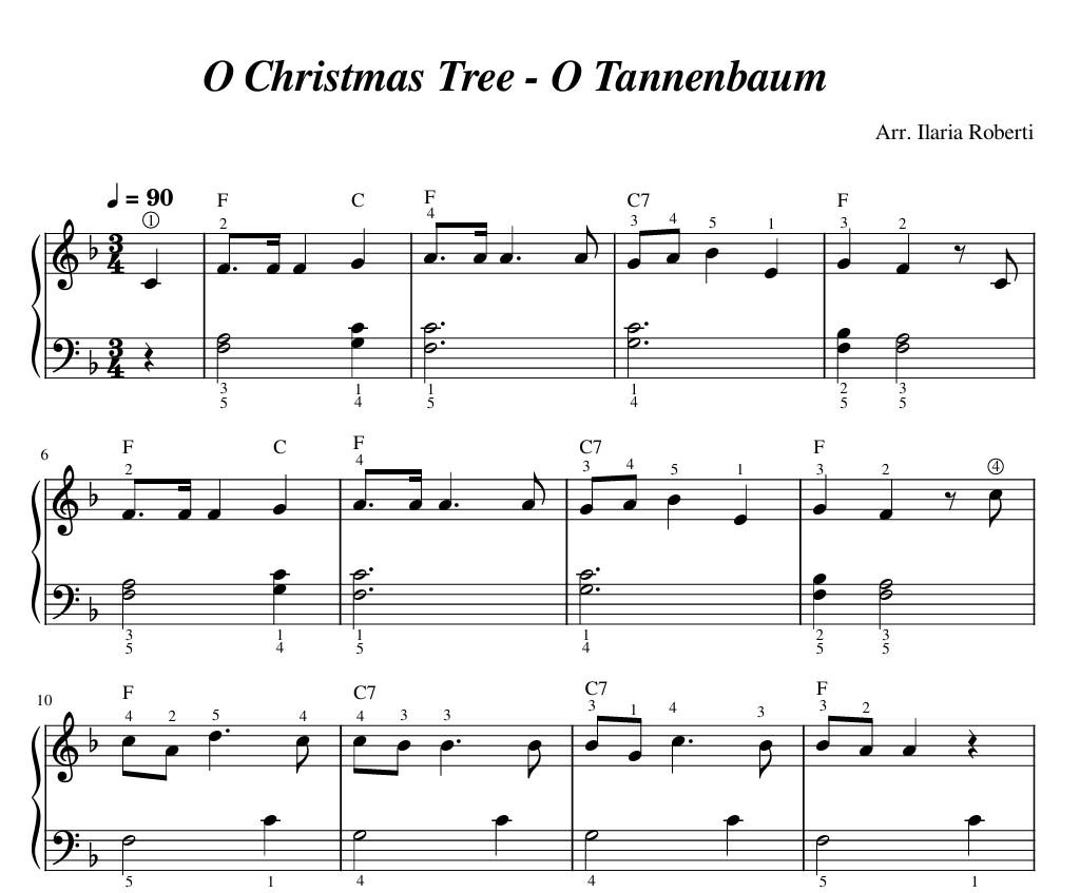 O Christmas Tree (O Tannenbaum) Easy Piano Sheet Music, Digital ...