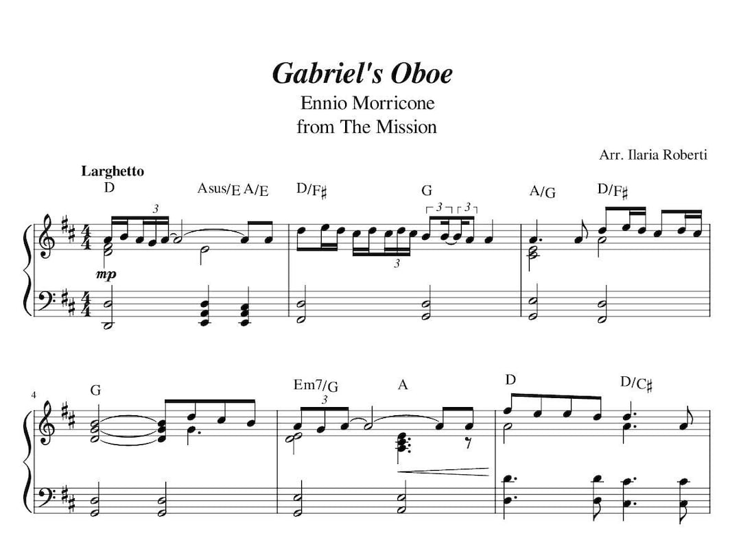 Gabriel's Oboe (ennio Morricone - From "the Mission") Piano Sheet Music ...