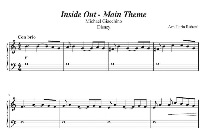 Inside Out Main Theme (michael Giacchino) Easy Piano Sheet Music ...