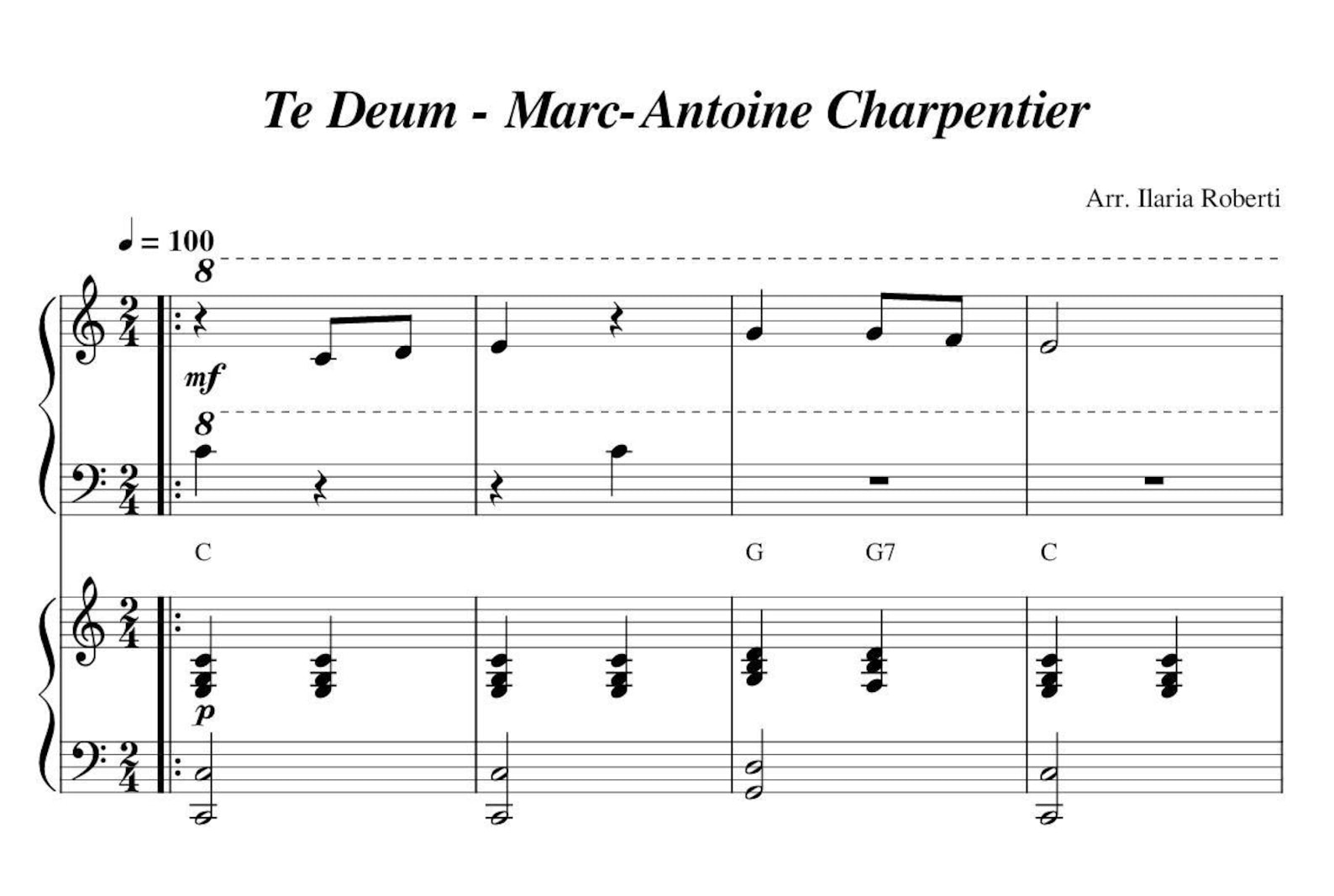Te Deum (charpentier) Easy Piano Sheet Music, Digital Downloadable ...