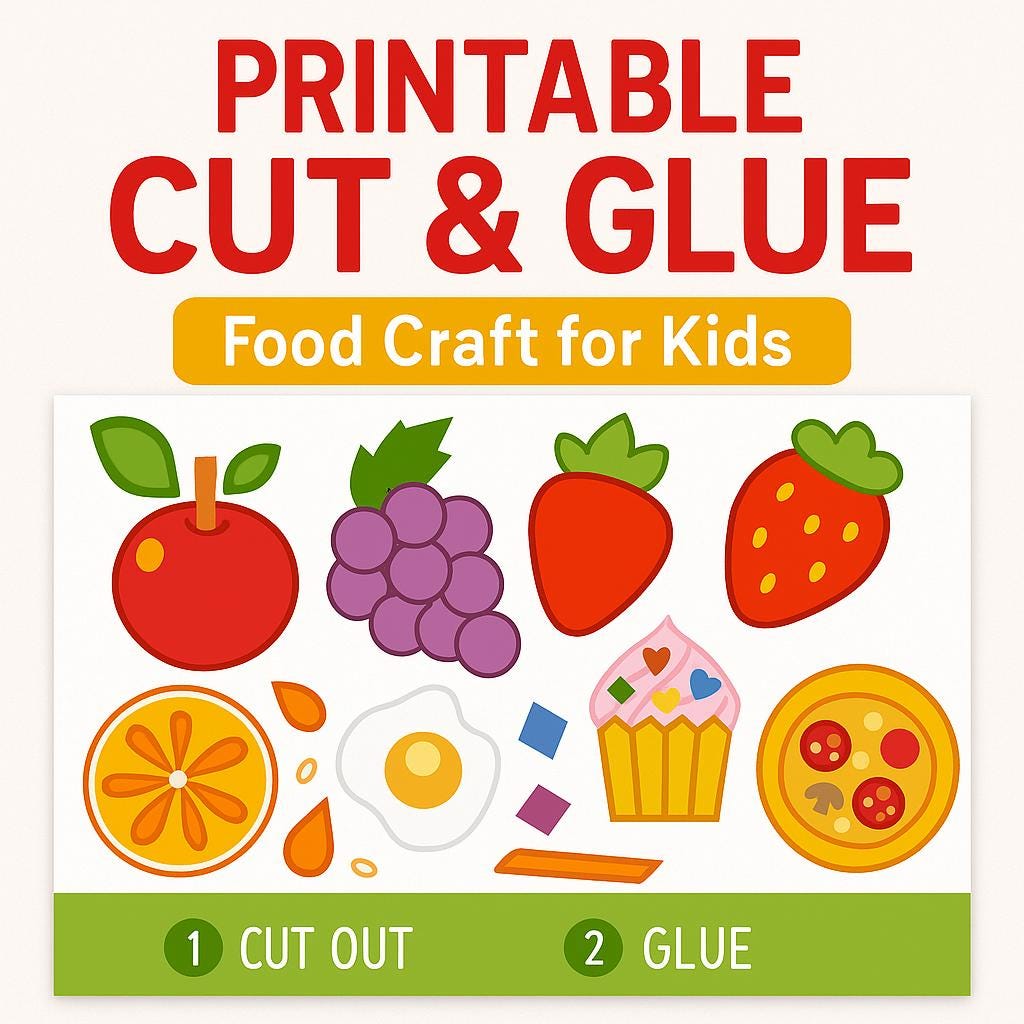 Printable Cut & Glue Food Craft for Kids | Fun Preschool Activity | DIY ...
