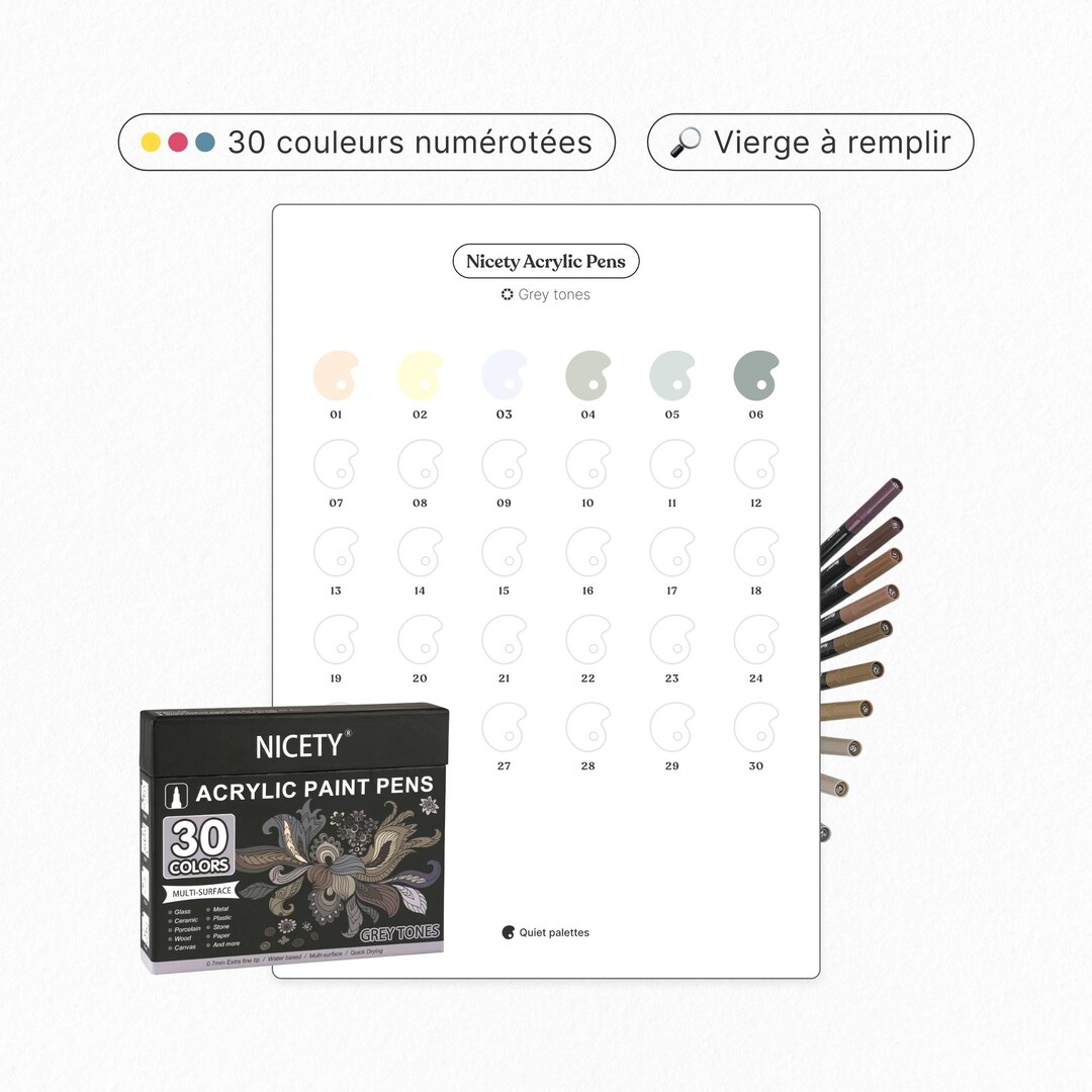 Nicety Blank Grey Tones Color Chart Pack · PDF · 30 Numbered Colors ...