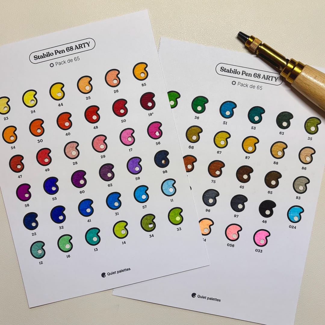 Stabilo Pen 68 ARTY Blank Color Chart PDF · 65 Colors and Free · DIY ...