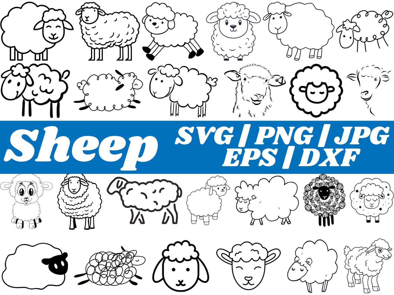 Sheep SVG Bundle, Sheep Dxf, Sheep Png, Sheep Eps, Sheep Vector, Sheep ...