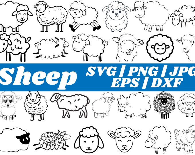 100 Sheep SVG Bundle, Sheep Dxf, Sheep Png, Sheep Eps, Sheep Vector, Sheep Cut Files, Sheep Head ...
