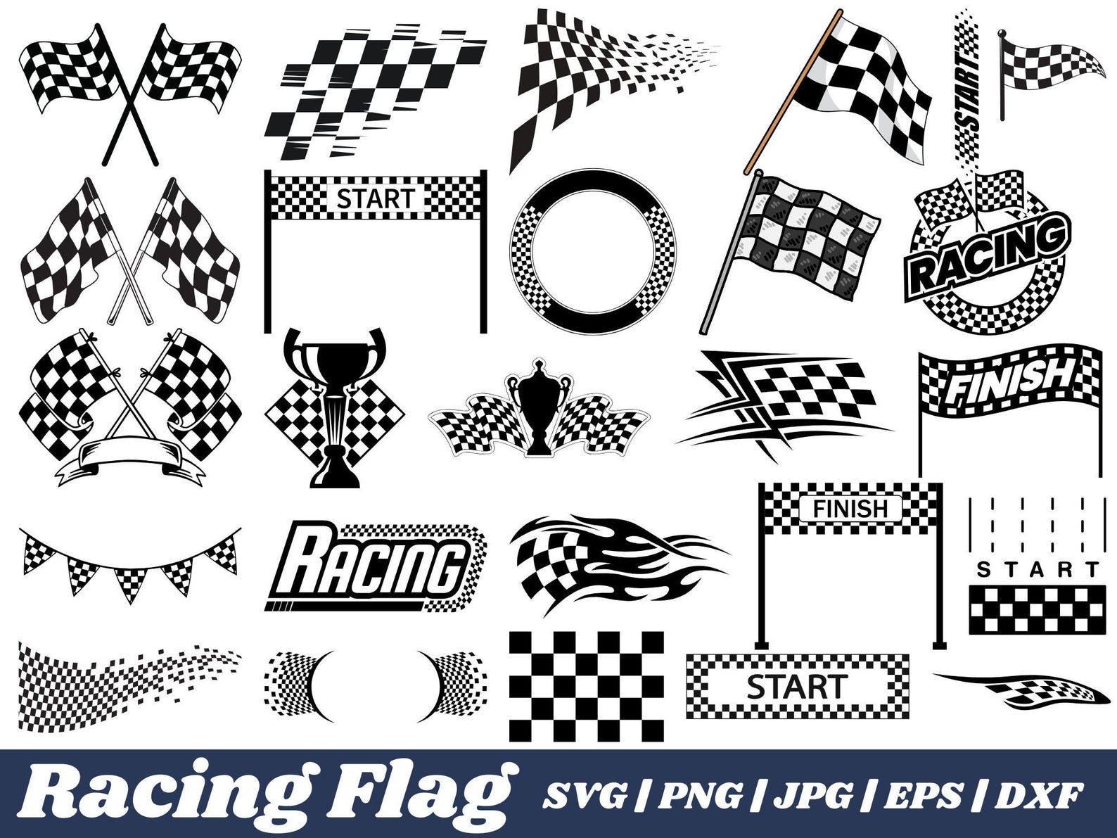 Race Flag Svg Bundle, Checkered Flag Svg, Racing Flag Svg,racing Flag ...
