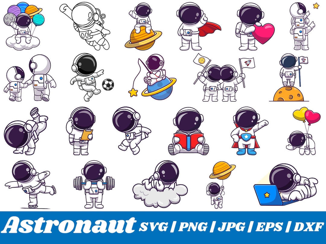 Astronaut Svg,cute Astronaut Svg,astronaut With Rocket Svg,balloon ...