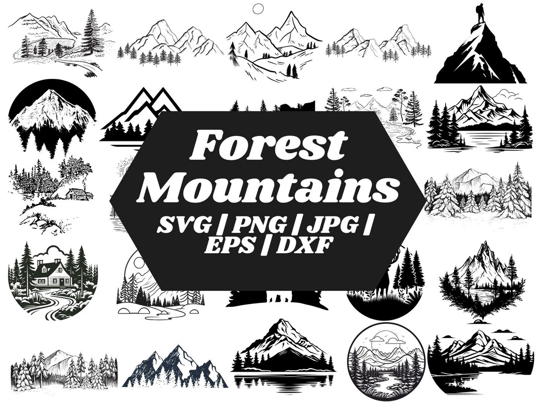 Mountain Forest SVG Bundle, Forest Tree Svg, Forest Svg, Palm Tree Svg ...