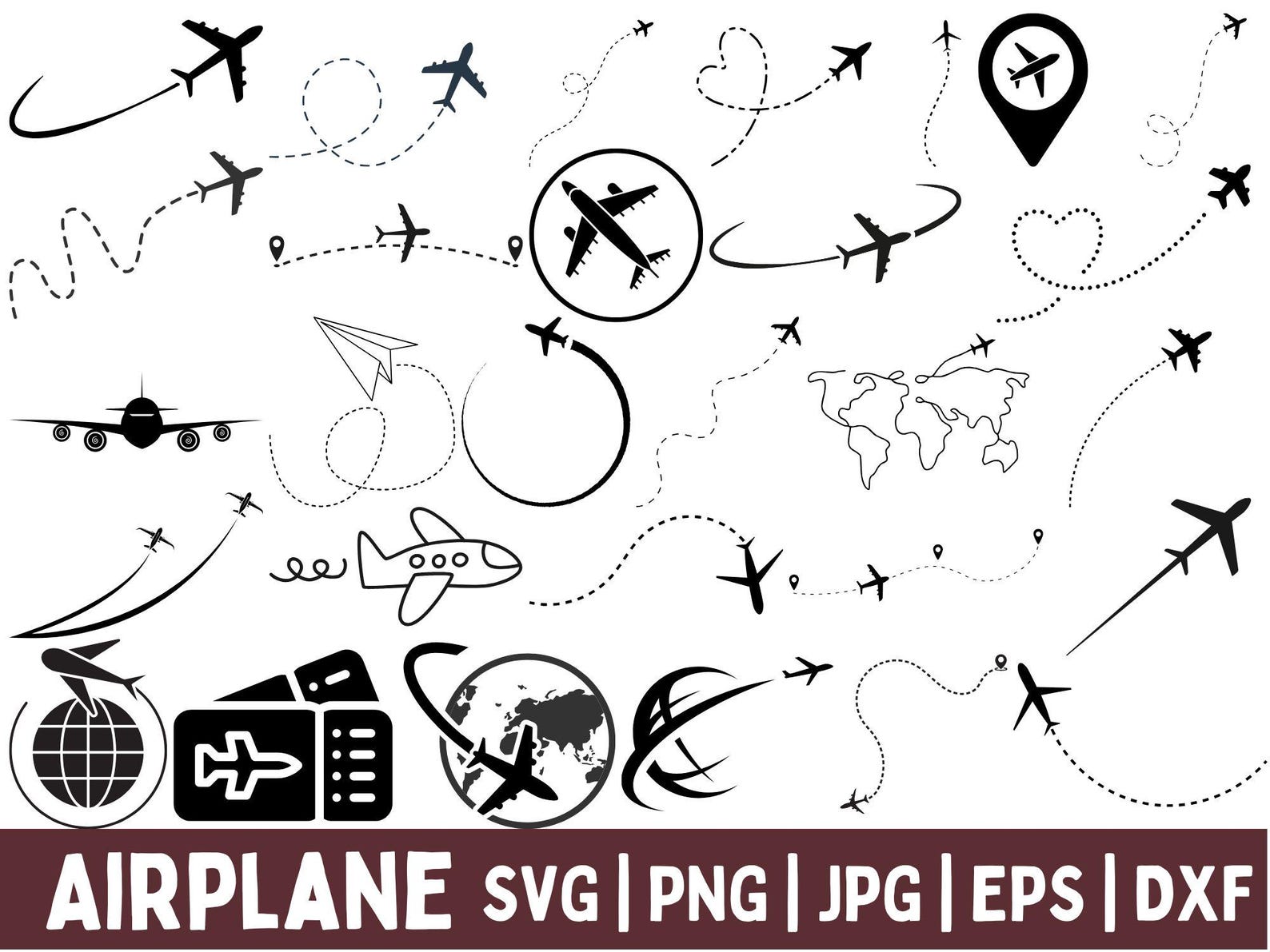 Airplane SVG, Travel SVG, Airplane Silhouette, Love Travel, Airplane ...
