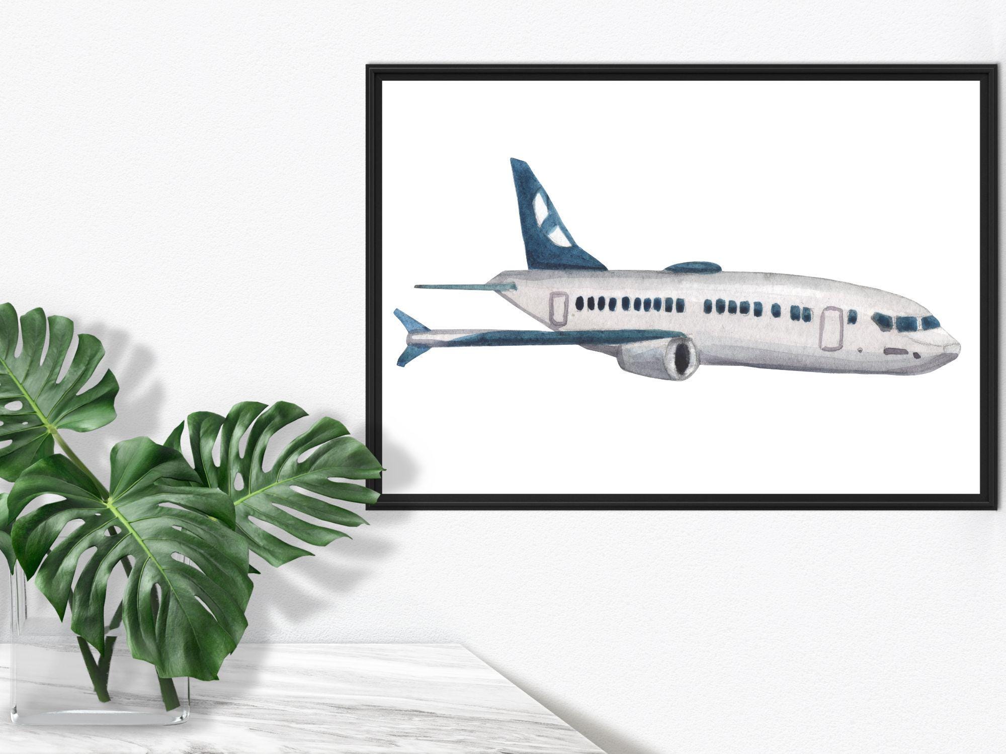 Airplane Clipart Watercolor | Blue Air Transport PNG and JPG | Baby ...