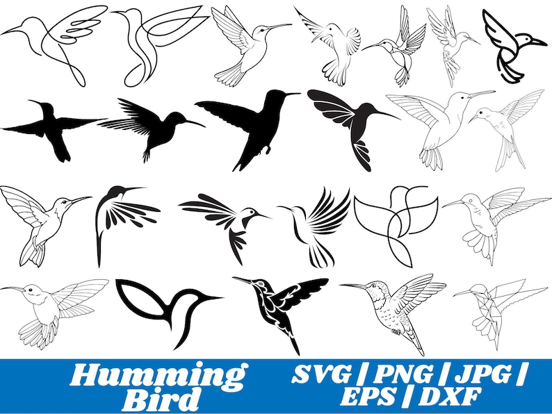 Hummingbird Flower SVG Bundle, Bird Clipart Image, Animal Flying ...