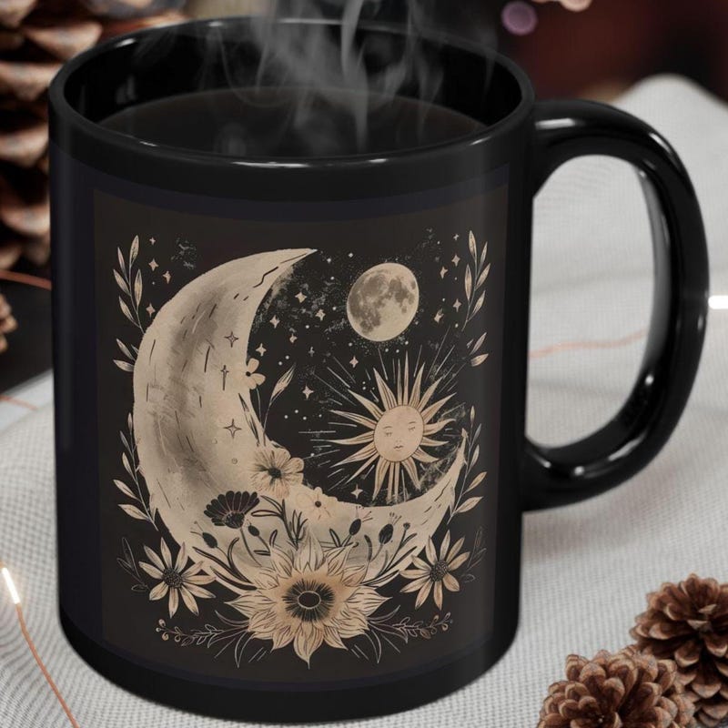 Ceramic Mug Sun and Moon - Etsy UK