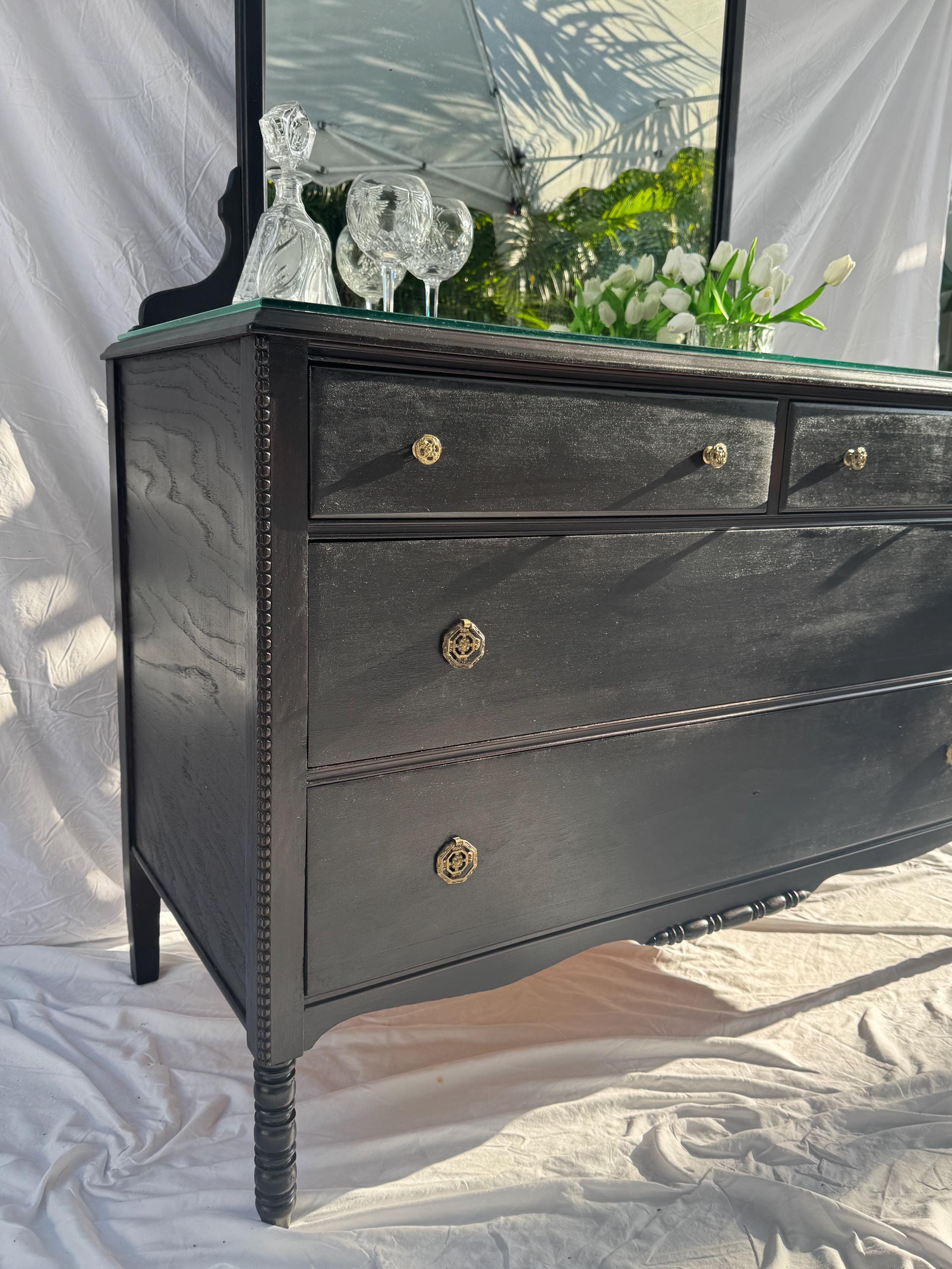 SOLD!!!!!! - Refinished 1900s Antique Vanity Dresser With Mirror ...