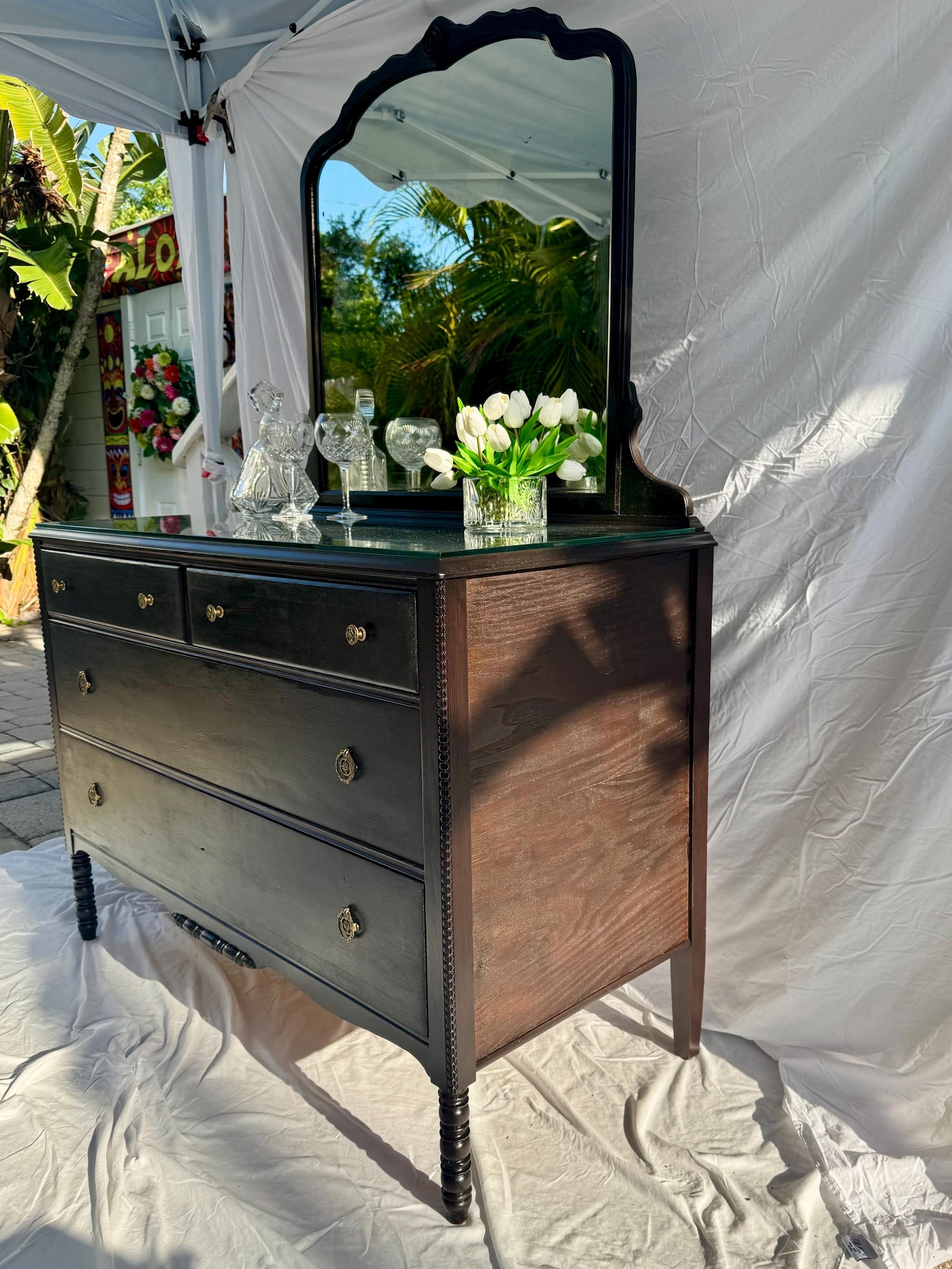 SOLD!!!!!! - Refinished 1900s Antique Vanity Dresser With Mirror ...