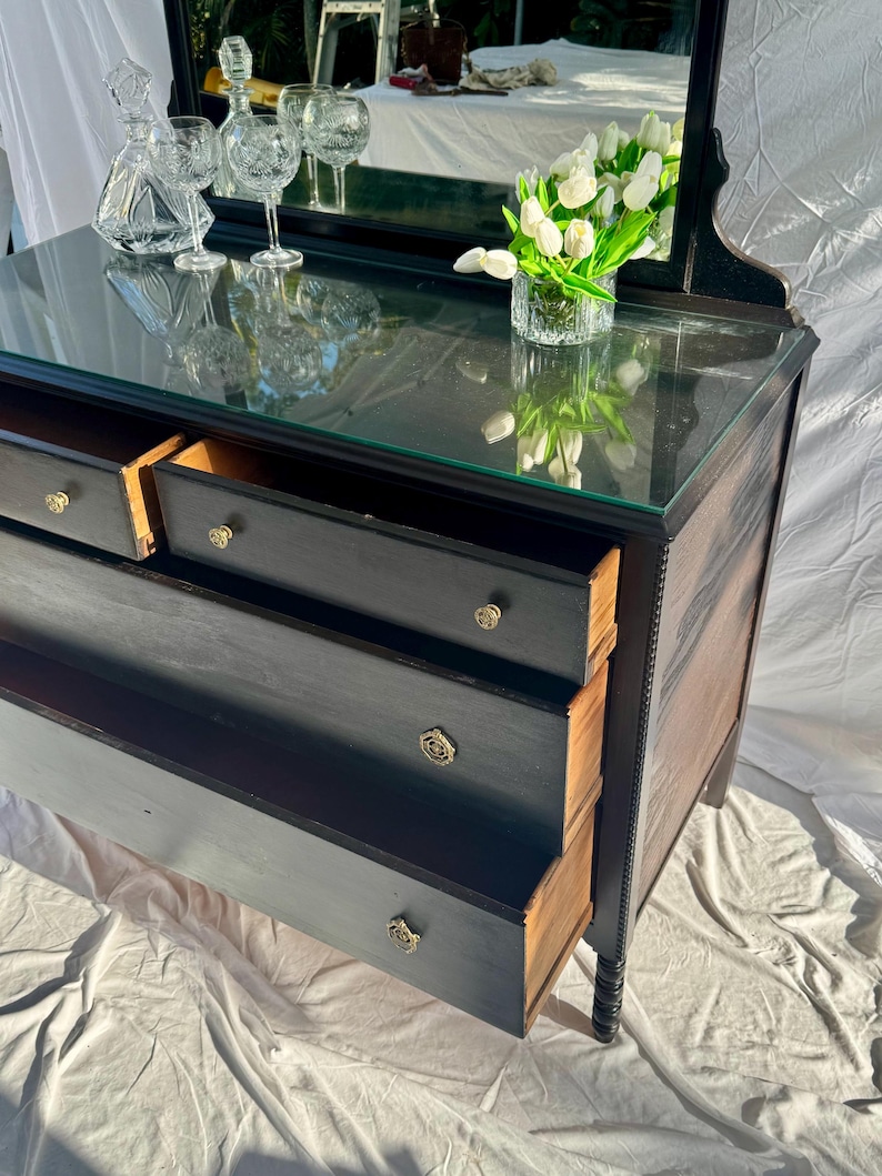 SOLD!!!!!! - Refinished 1900s Antique Vanity Dresser With Mirror ...