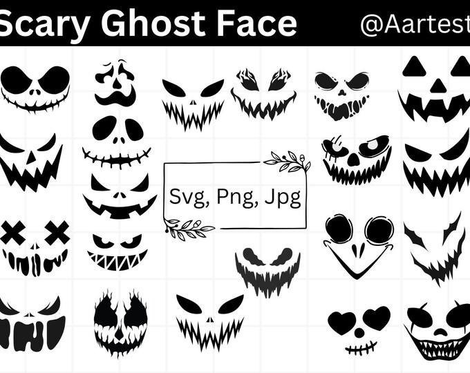 Cute Ghost Face Svg, Ghost Face Svg Bundle, Scary Face Svg, Ghost Face ...