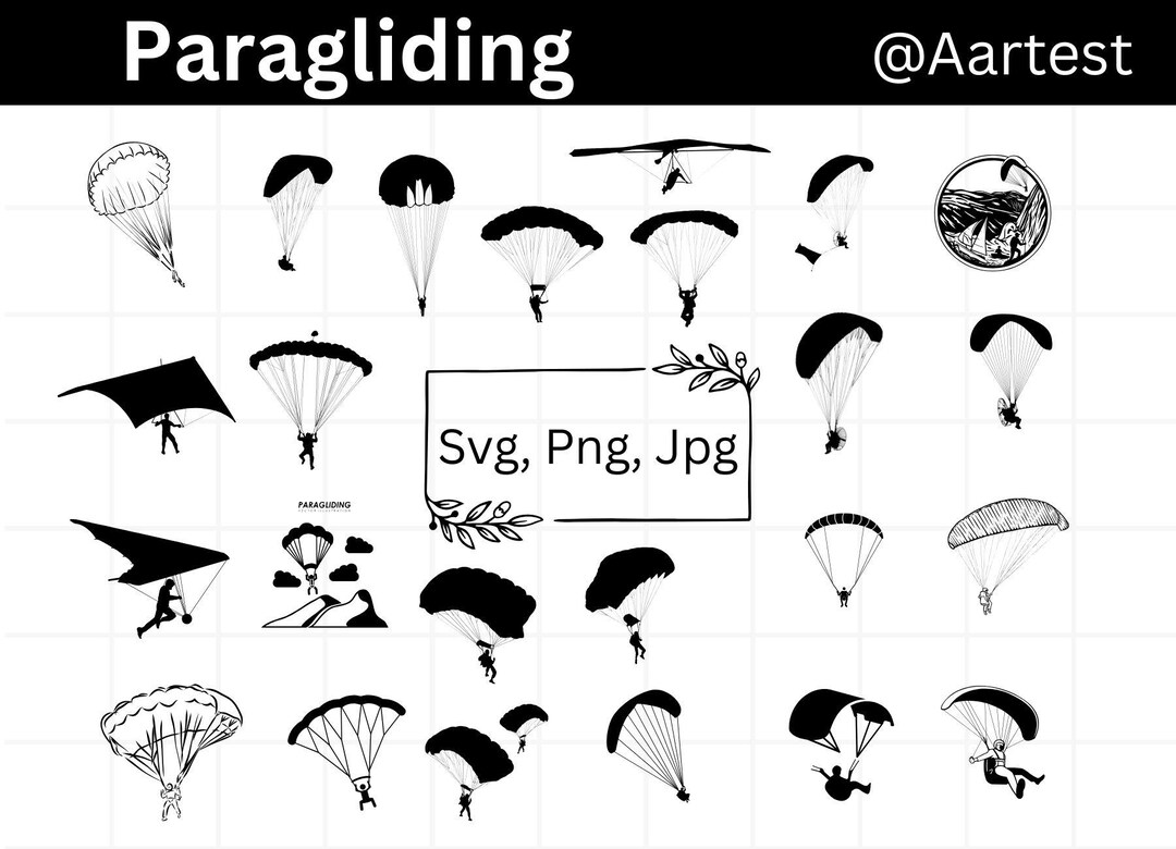 Paragliding Svg, Paragliding Clipart, Paragliding Silhouette ...