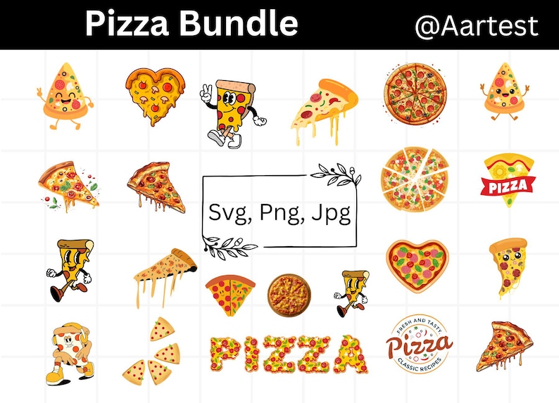 Pizza SVG Bundle, Pizza Slice Clipart, Pepperoni Pizza Svg, Fast Food ...