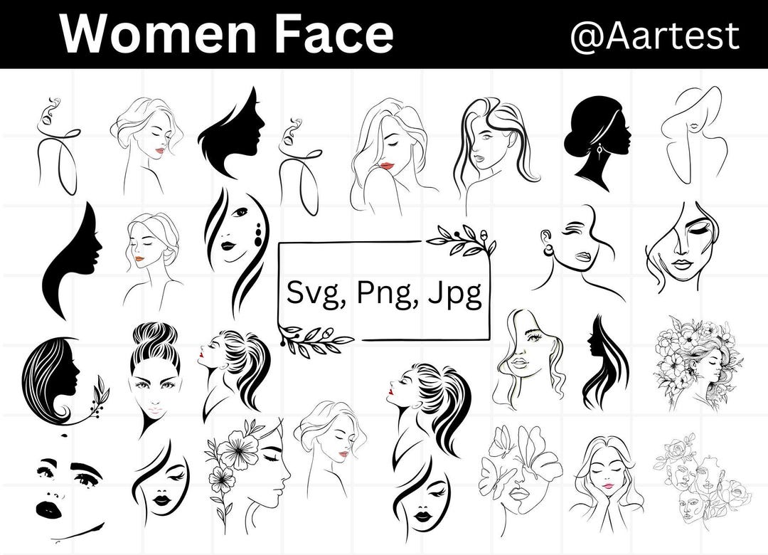 Woman Face SVG, Beautiful Face Svg, Woman Silhouette, Girl Face Svg ...