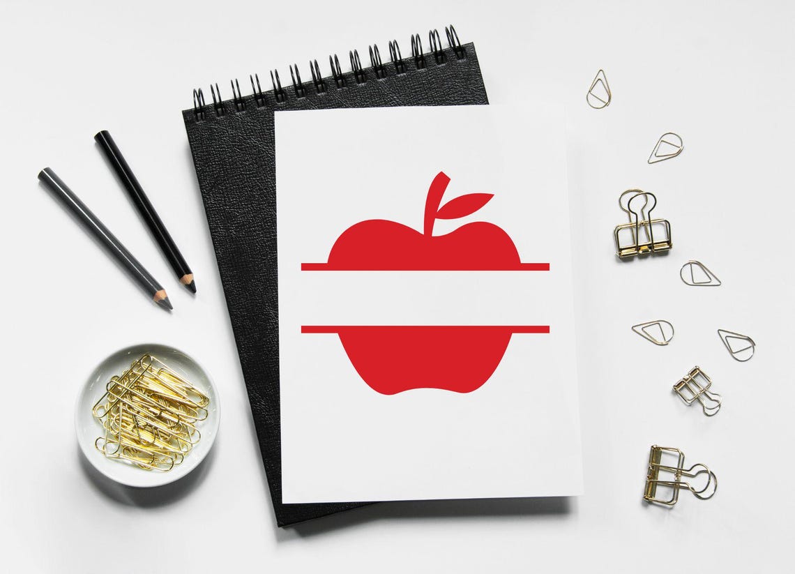 Apple Monogram SVG Bundle, Teacher Apple Svg, Split Apple Svg File ...