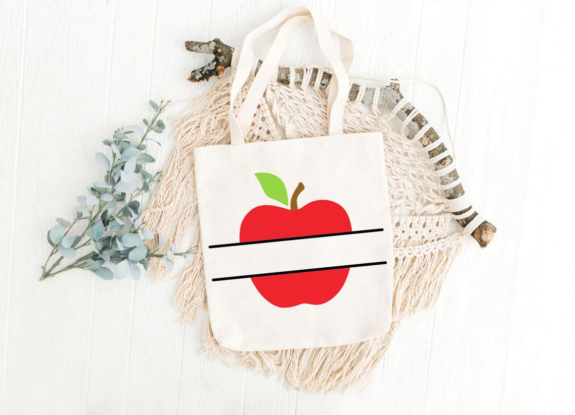 Apple Monogram SVG Bundle, Teacher Apple Svg, Split Apple Svg File ...