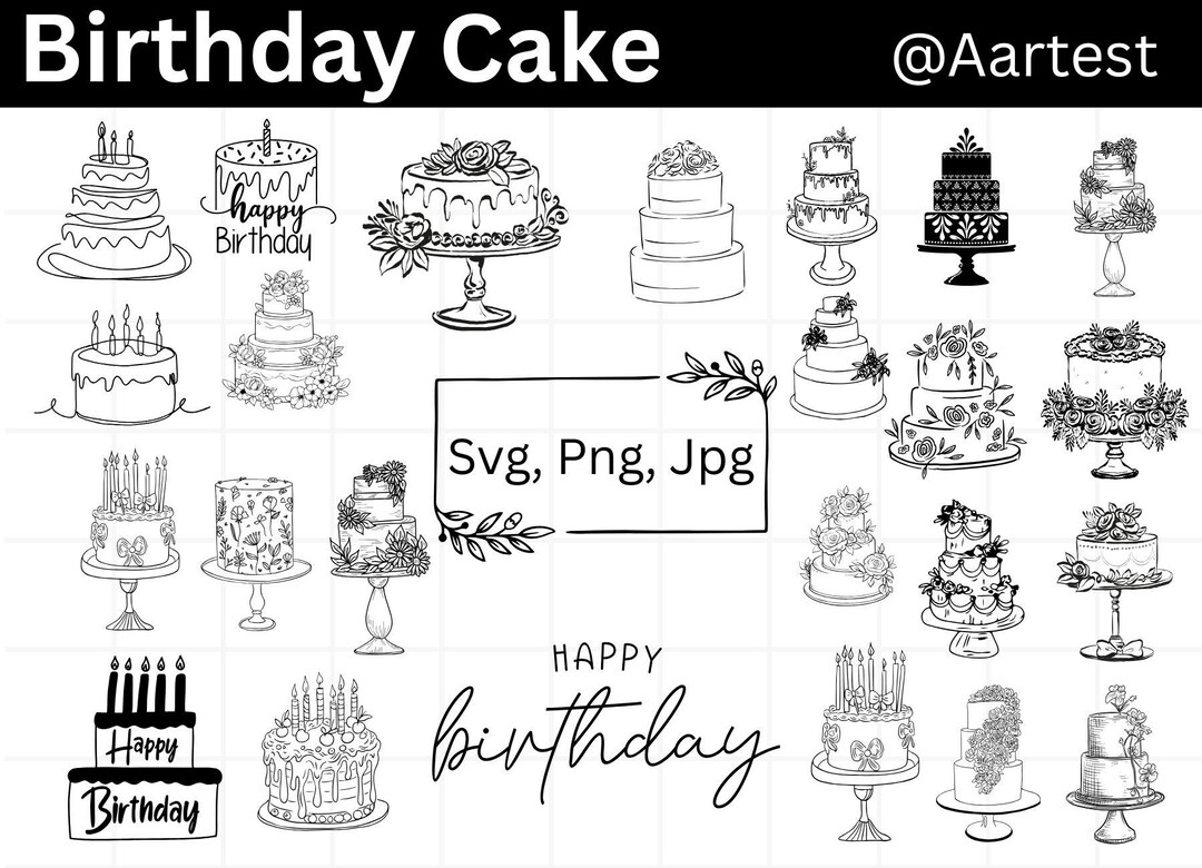Birthday Cake Svg, Cake Svg, Cakes Cricut, Dessert Svg, Birthday Cut ...