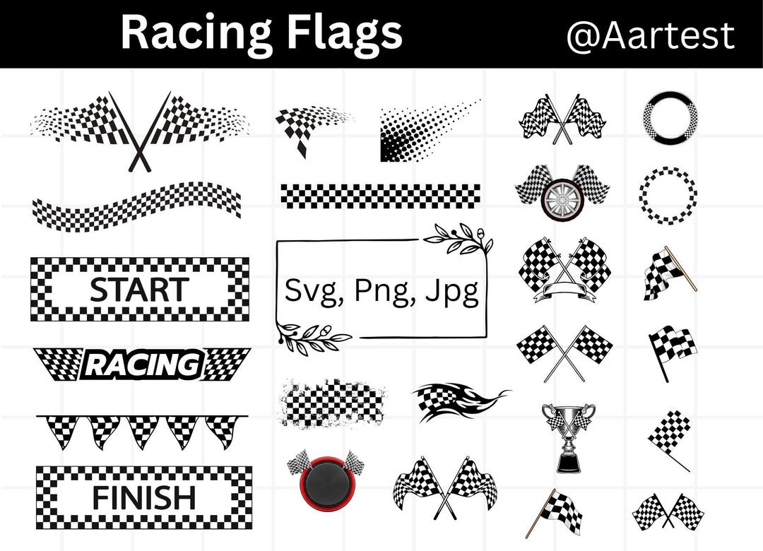 Racing Flag SVG Bundle, Checkered Flag SVG, Race Car Clipart, Finish ...