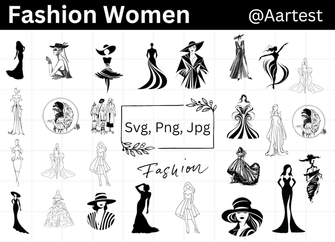 Fashion Women Svg, Fashion Models SVG, Woman Silhouette, Fashion Lady ...