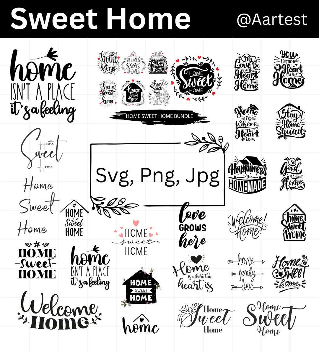 Sweet Home SVG Bundle, Home Sweet Home Design, Sweet Home Clipart ...
