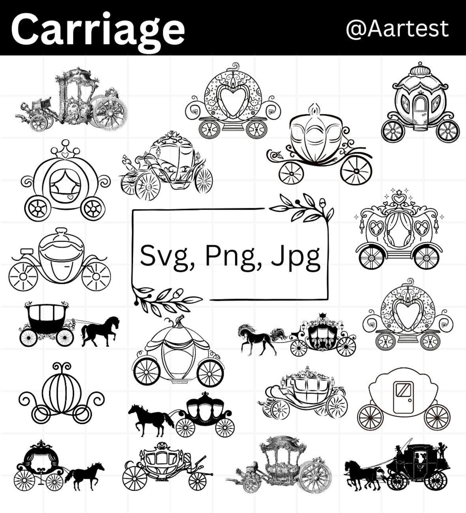 Princess Carriage, SVG Bundle, Carriage Svg Bundle, Cinderella Carriage ...