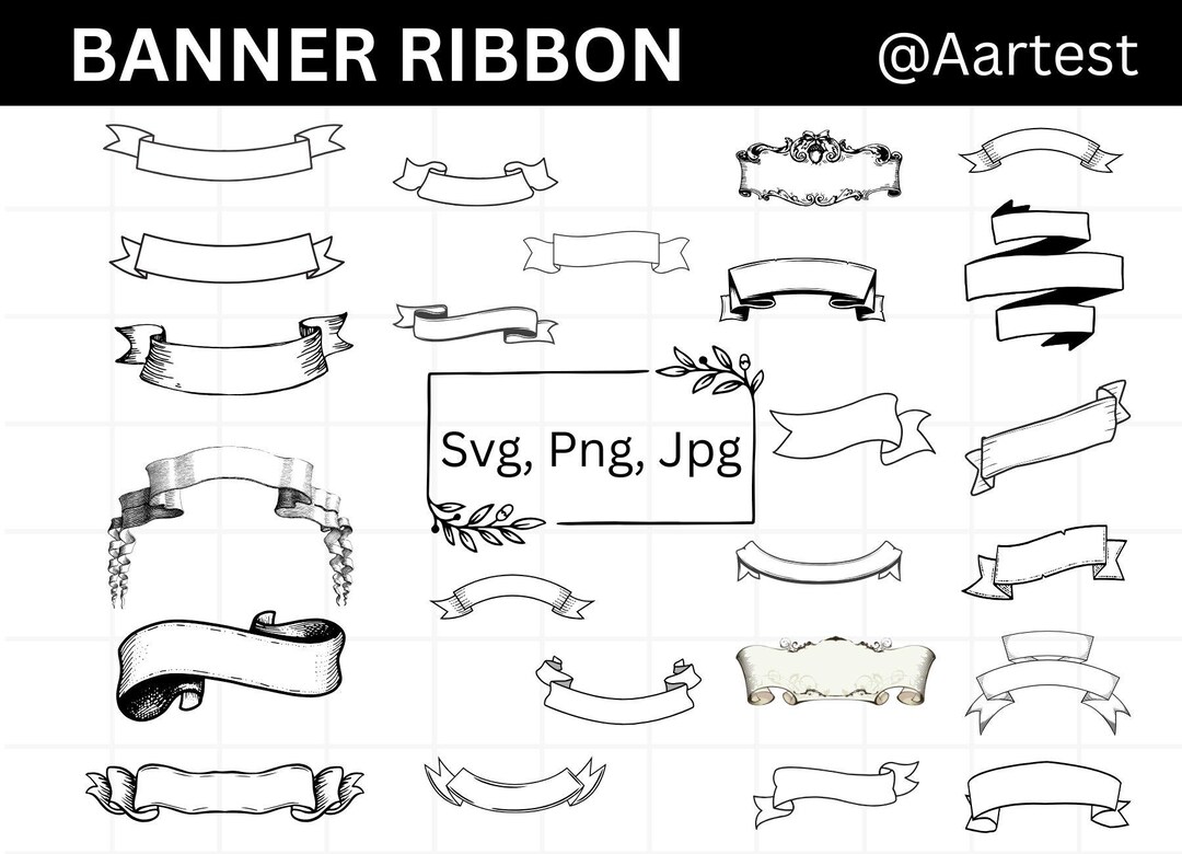 Banner Ribbon Svg, Banner Svg Bundle, Banner Outline Svg, Banner ...
