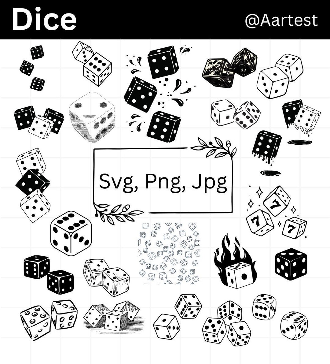 Dice Svg, Gambling Svg, Dice Clipart, Cut File, Cricut , Dice Vector ...