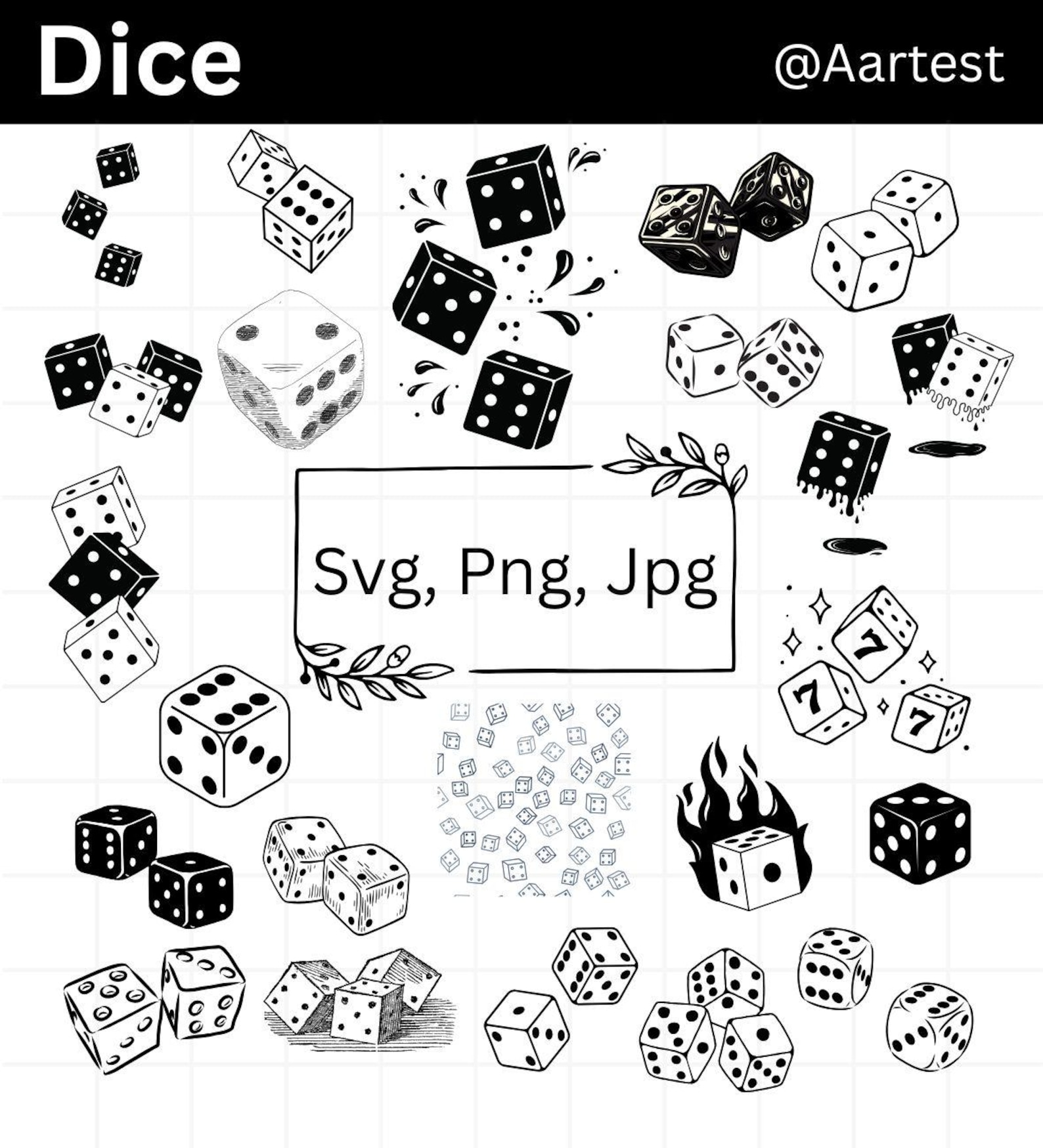 Dice Svg, Gambling Svg, Dice Clipart, Cut File, Cricut , Dice Vector ...