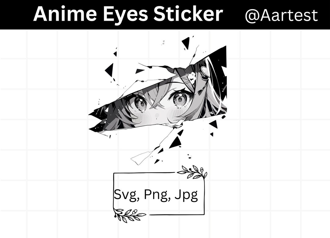Anime Eyes Sticker, Manga Eye Decal, Kawaii Eyes SVG, Cute Anime Face ...