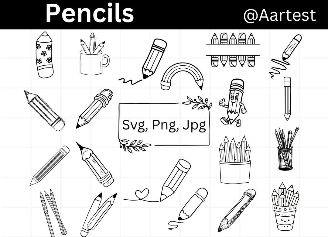 Pencil Svg BUNDLE, Pencil Svg, School Svg, Pencil Name Svg, Pencil ...