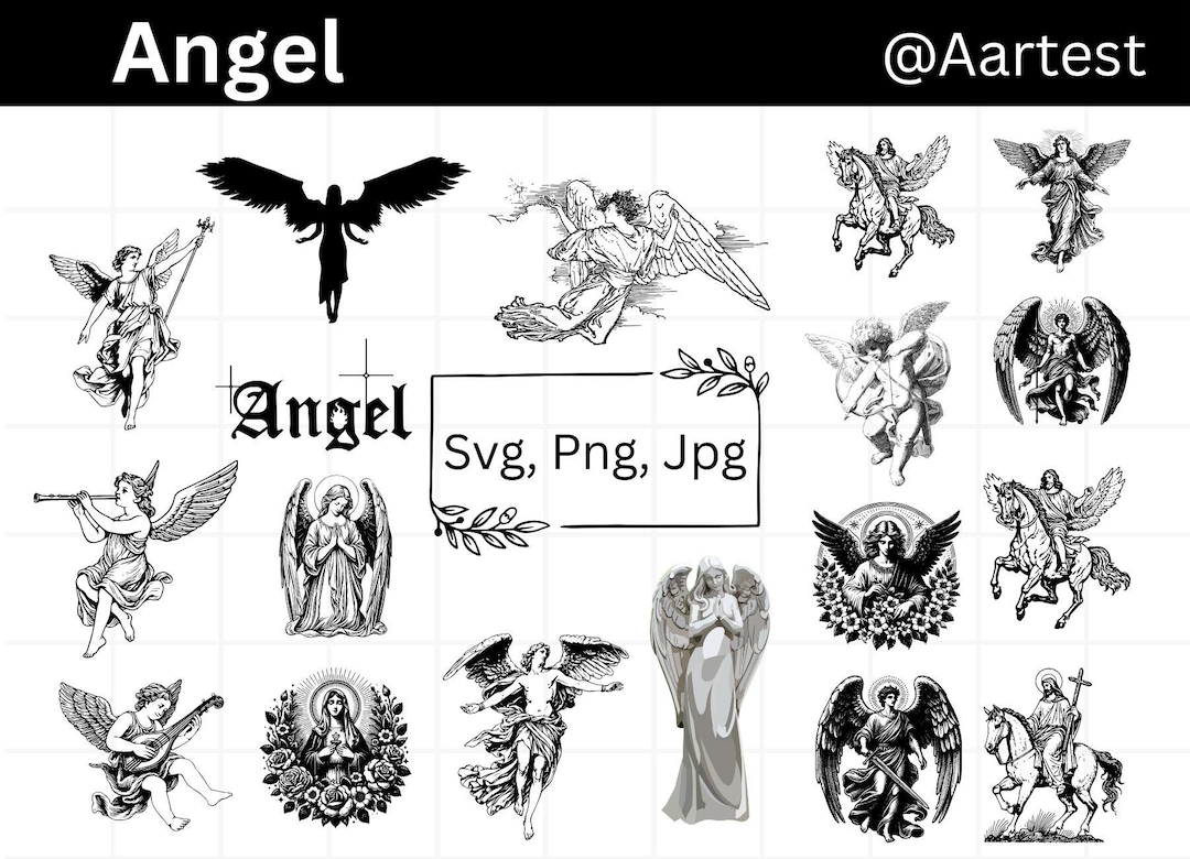 Angel SVG, Angelic Clipart Bundle, Religious Decor Files, Angels Cut ...
