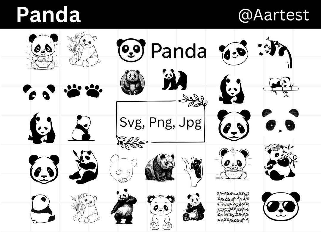 Panda Svg Bundle, Panda Clipart, Panda PNG Bundle, Panda SVG, Panda ...