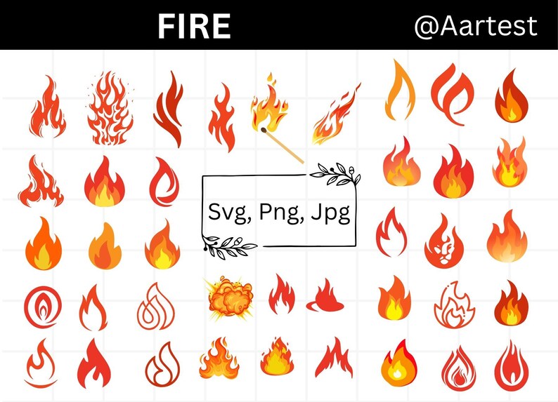 Fire SVG Bundle, Flame Clipart Png, Fire Silhouette SVG Files, Campfire ...