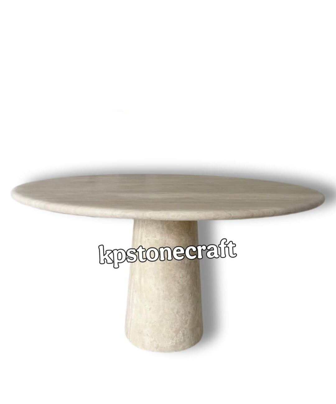 Round Travertine Dining Table – Handmade Natural Stone Table | Cone ...