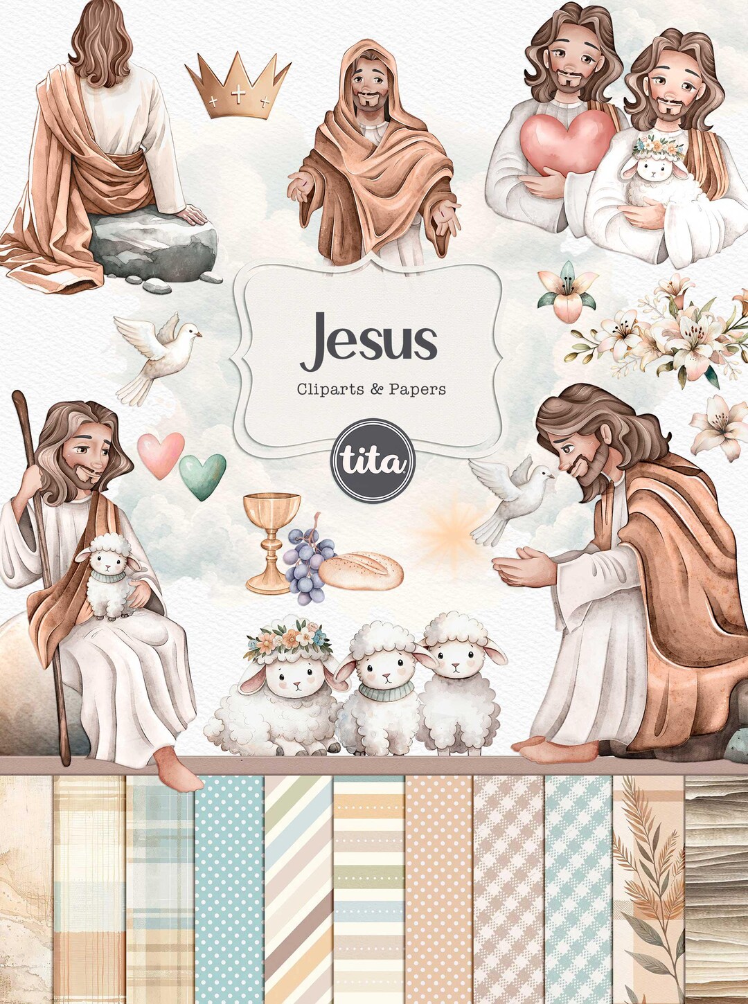 Jesus Clip Arts, Christian Easter PNG Elements, Religious Clip Art ...