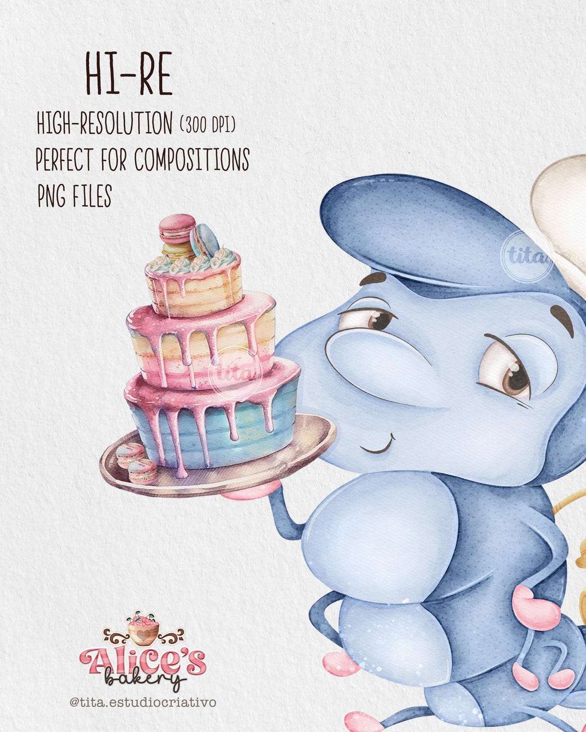 Alice's Bakery Cliparts Digital Kit, Alice Tea Party, Candy Shop ...