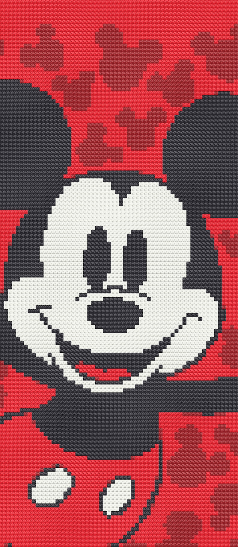Mickey Mouse Full Face Red Pattern C2C / SC / Graph Instructions - Etsy