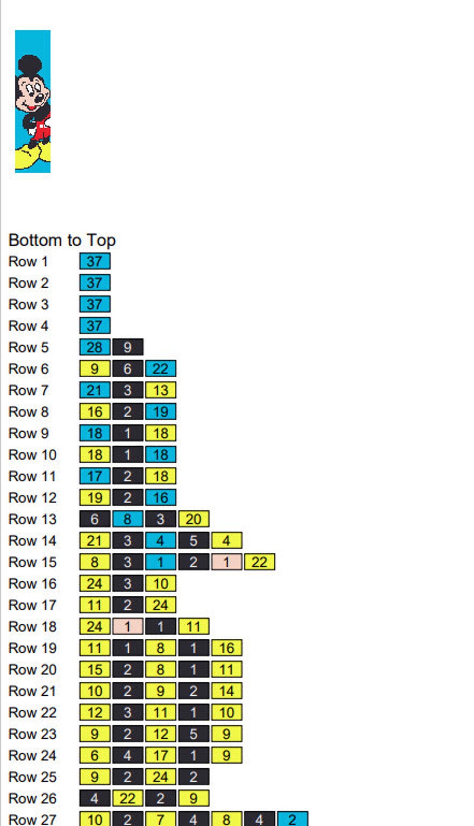 Mickey Full Body Scarf C2C / SC / Graph Instructions - Etsy