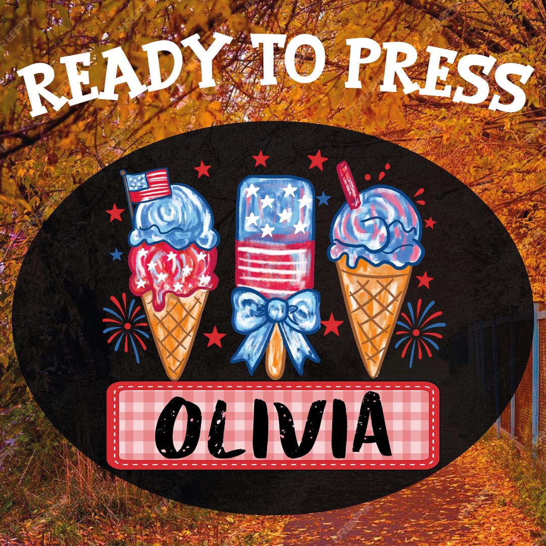 Personalized Boy Girl 4th of July Ice Cream Ready to Press, Patriotic ...