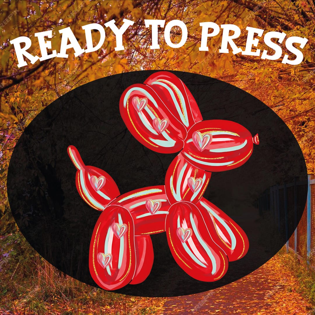 Valentine Red Brushstroke Balloon Dog DTF Transfer: Ready to Press - Etsy