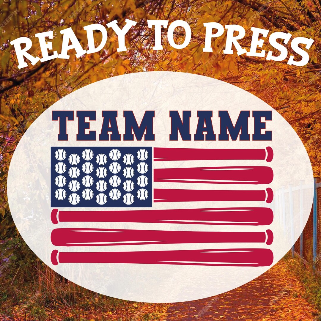 Custom Patriotic Baseball Team Name DTF Transfer: America Flag Design ...