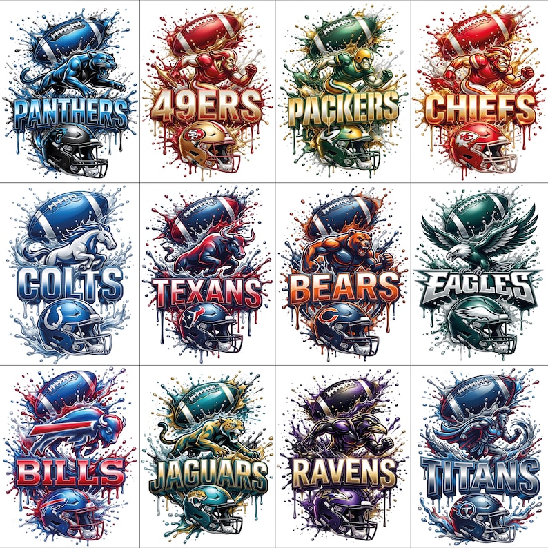 32 American Football Animal Mascot DTF Transfer: Ready to Press - Etsy