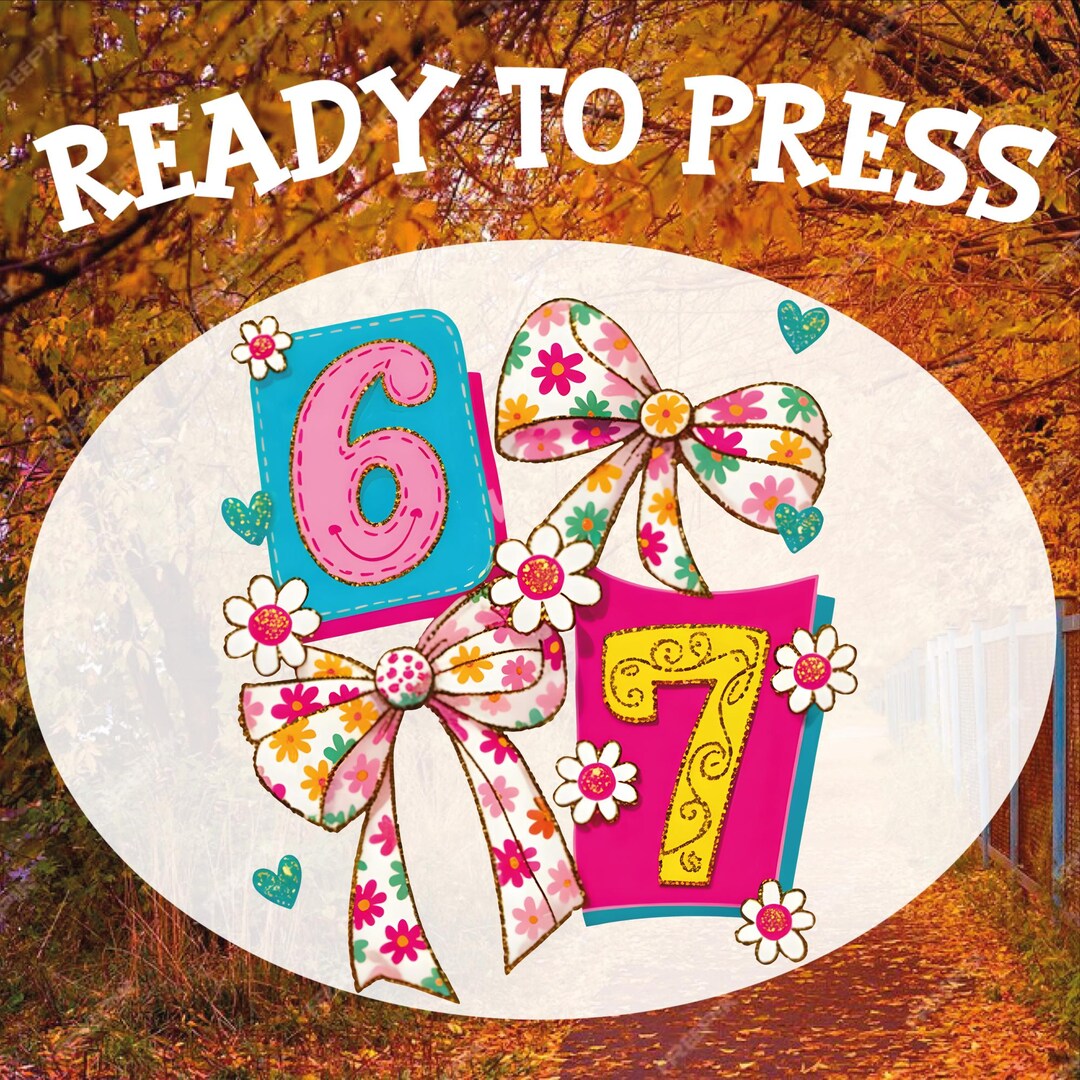 Coquette Bow Boho Six Seven DTF Transfer: Ready to Press - Etsy