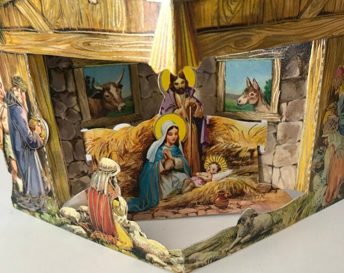 Vintage 3 Dimensional Pop up Nativity Scene Christmas Card Display ...